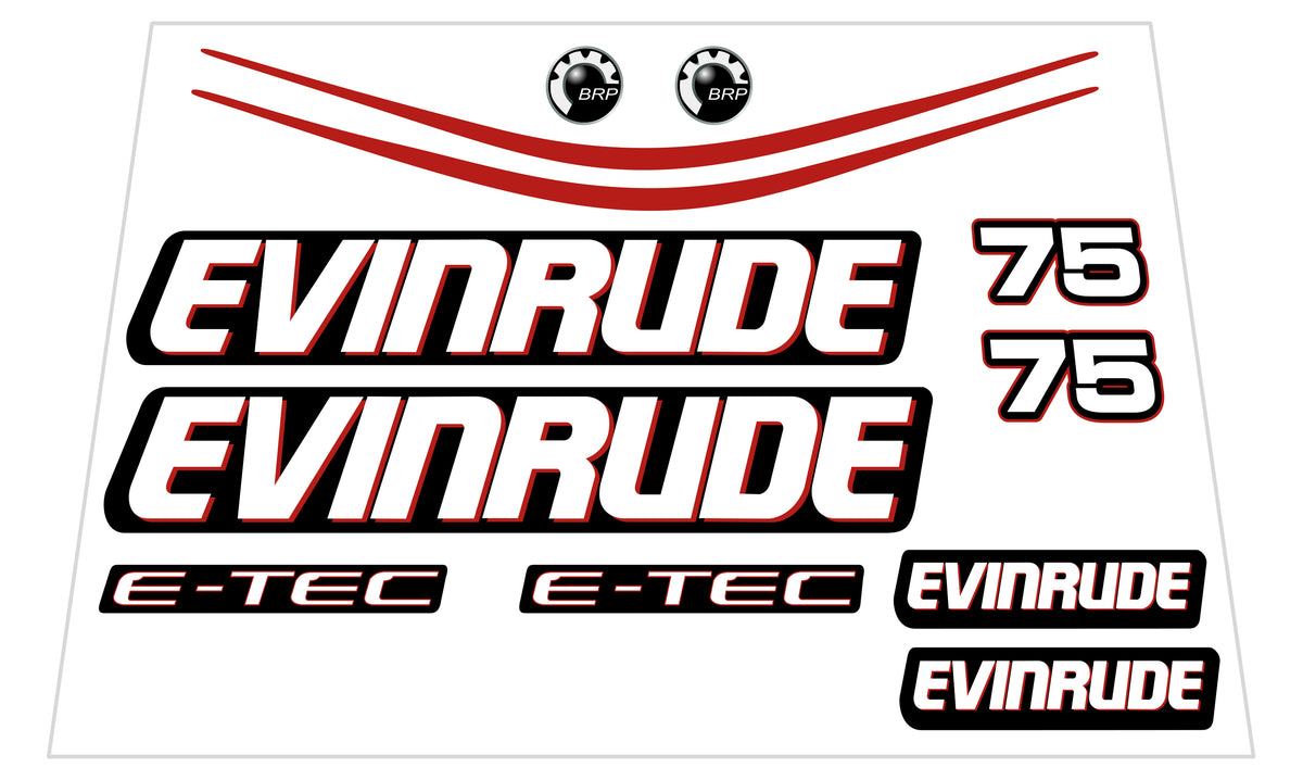 Evinrude 75hp E-tec Aftermarket Decal Kit – Pulse Decals