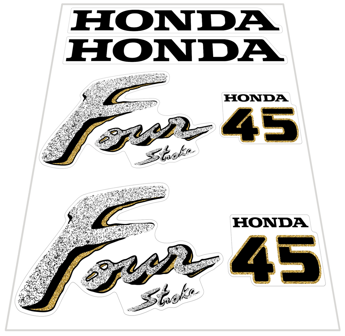 Honda 45hp Fourstroke Aftermarket Outboard Motor Decal (Sticker) Set ...