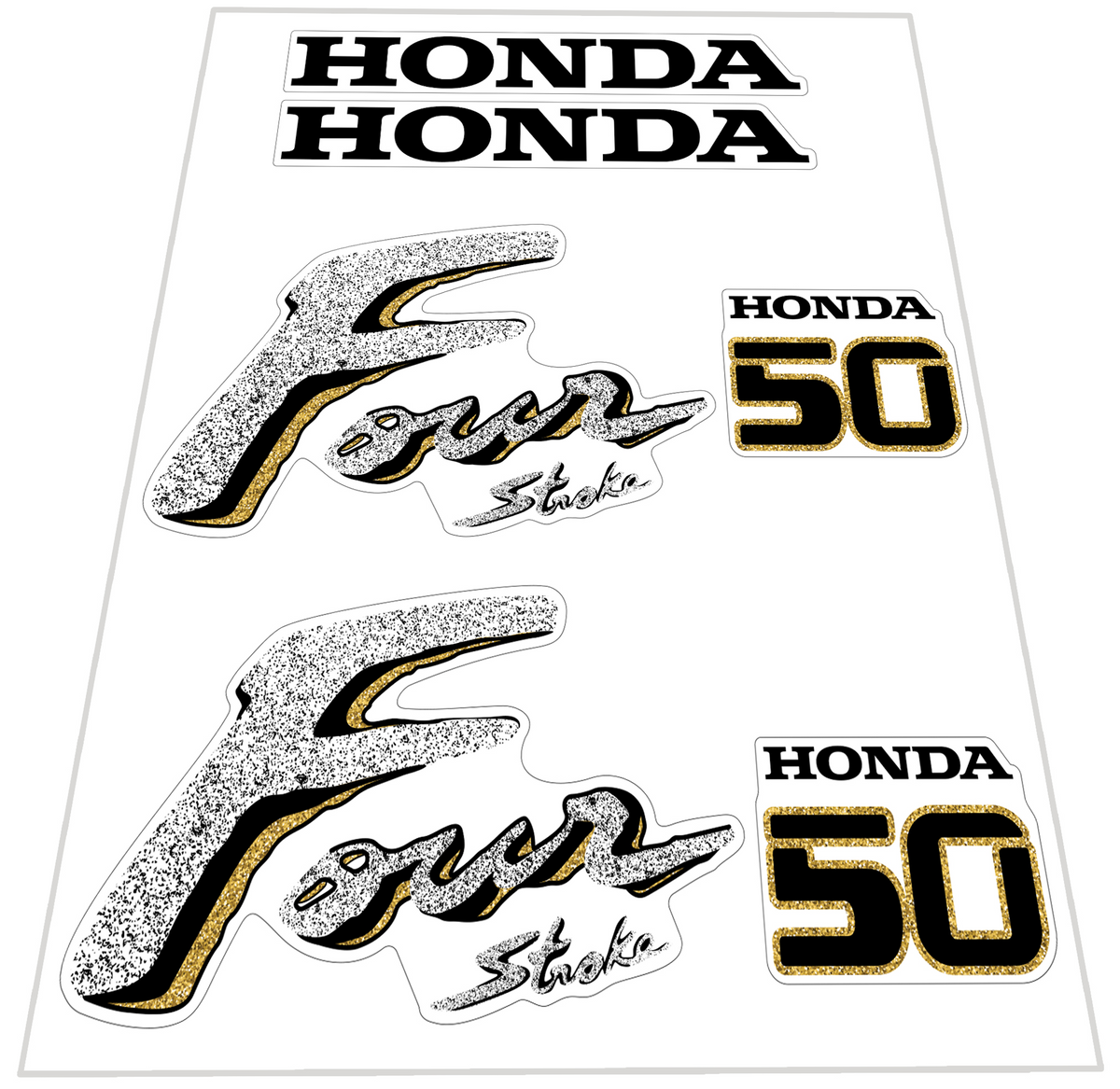 Honda 50hp Fourstroke Aftermarket Outboard Motor Decal (Sticker) Set ...