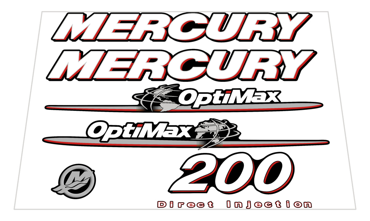 Mercury OPTIMAX 200hp Aftermarket decal kit – Pulse Decals