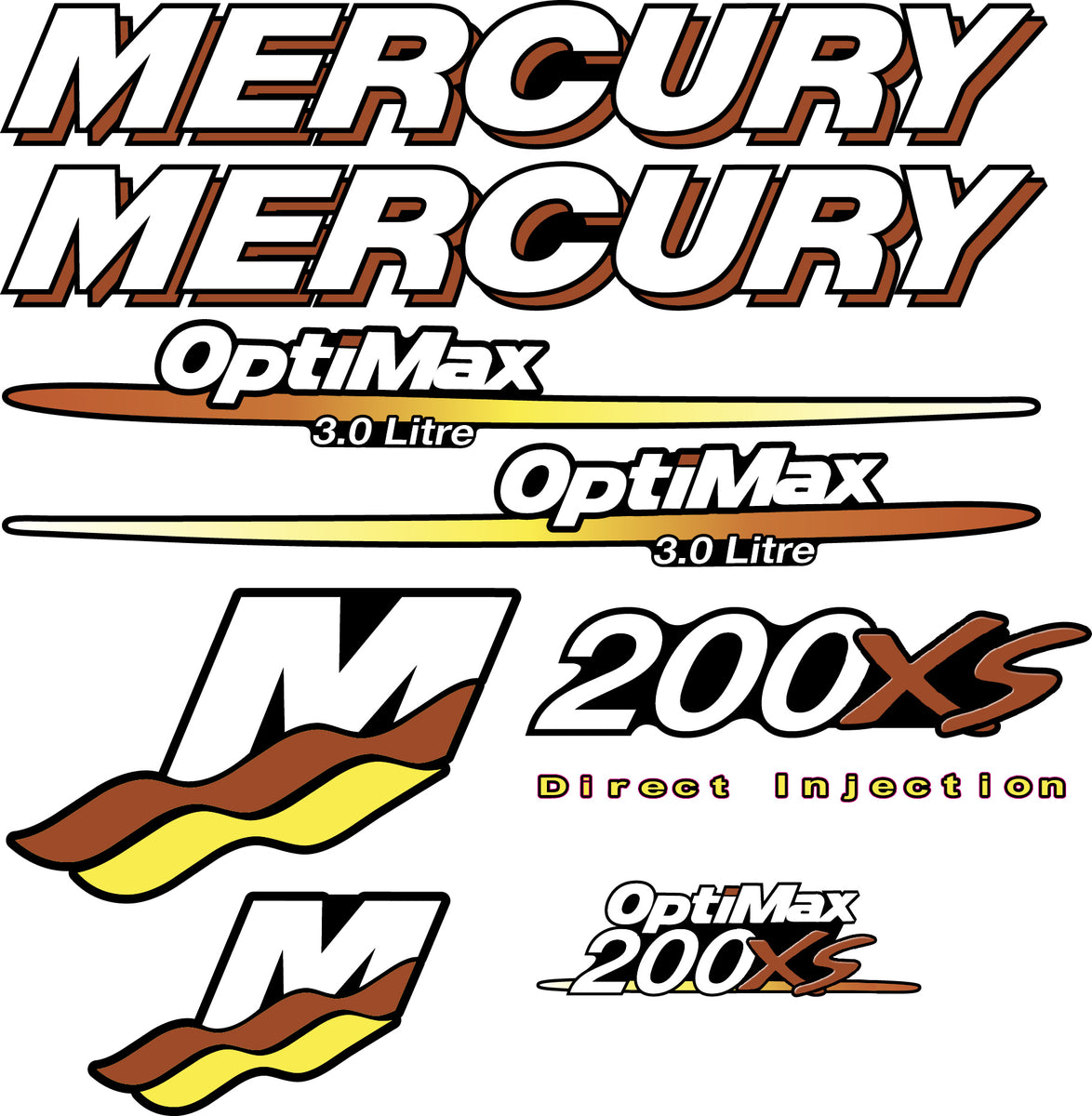 Mercury Optimax Racing 200hp Aftermarket decal kit – Pulse Decals