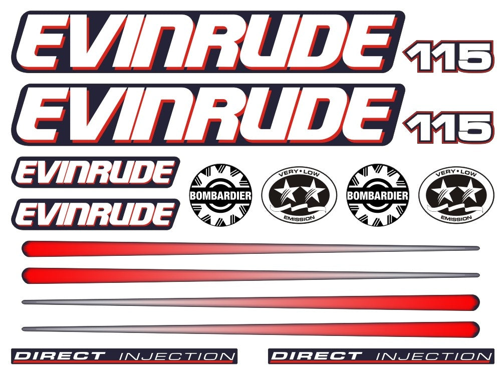 Evinrude 115hp Direct Injection Decal Kit – Pulse Decals